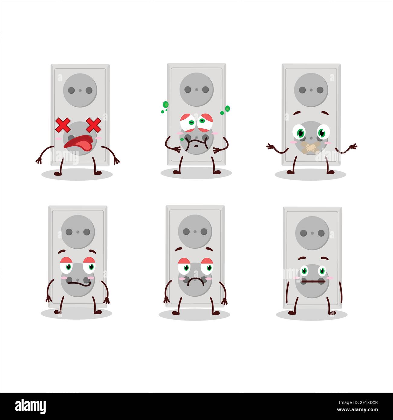 Double electric adapter cartoon character with nope expression. Vector ...