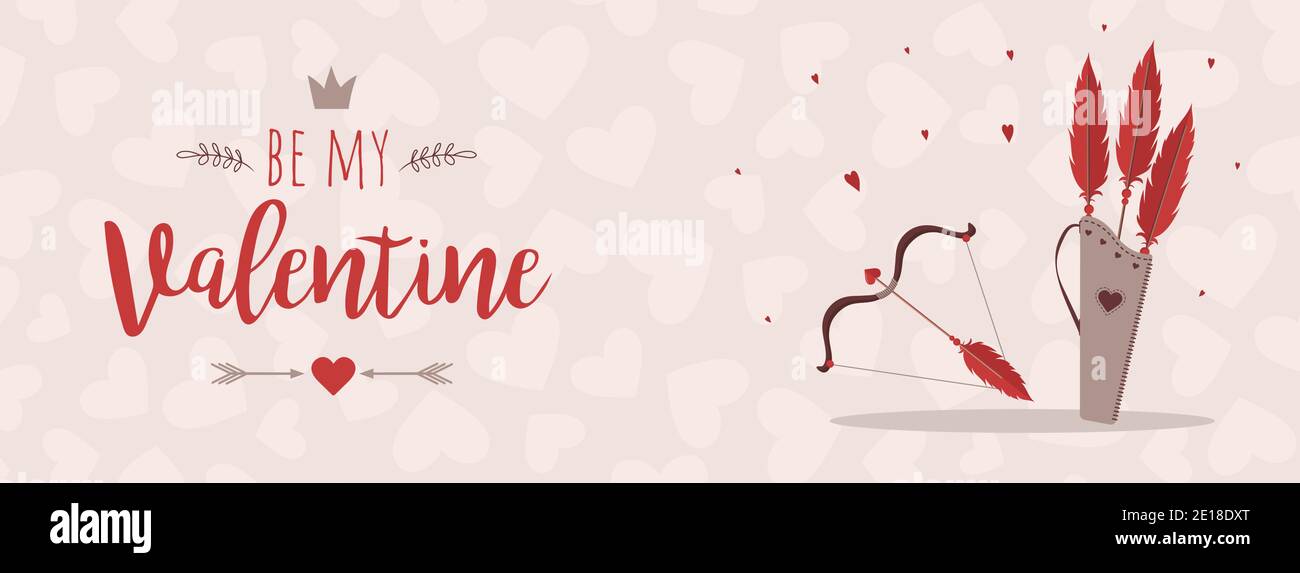 Valentine's day greeting banner. Cupid's arrows and bow. Valentines ...
