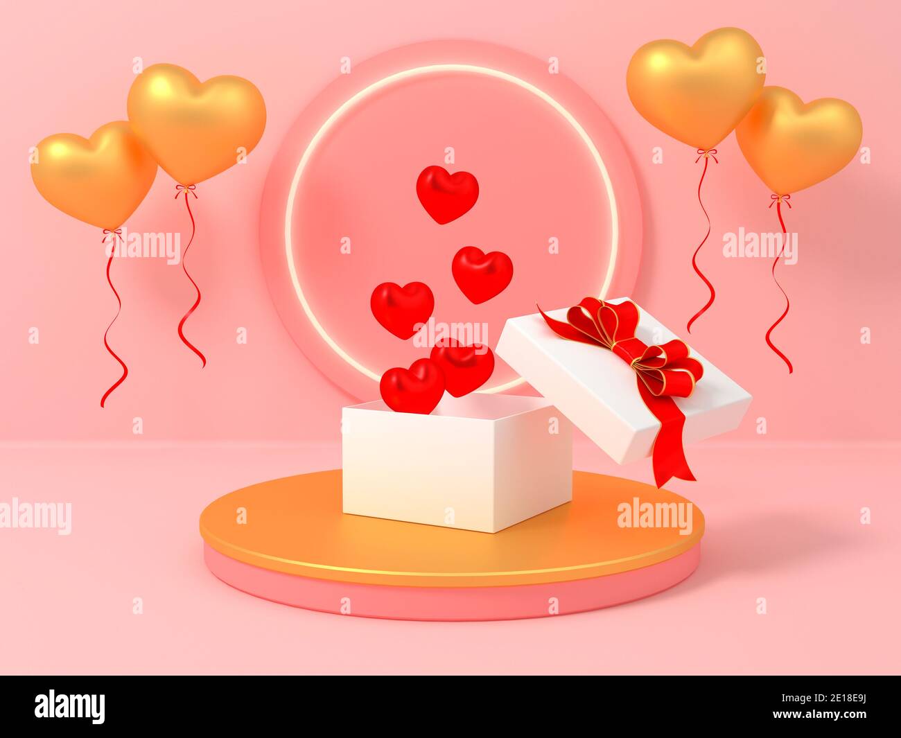 Podium display for Valentine's Day with white gift box. Abstract design ...
