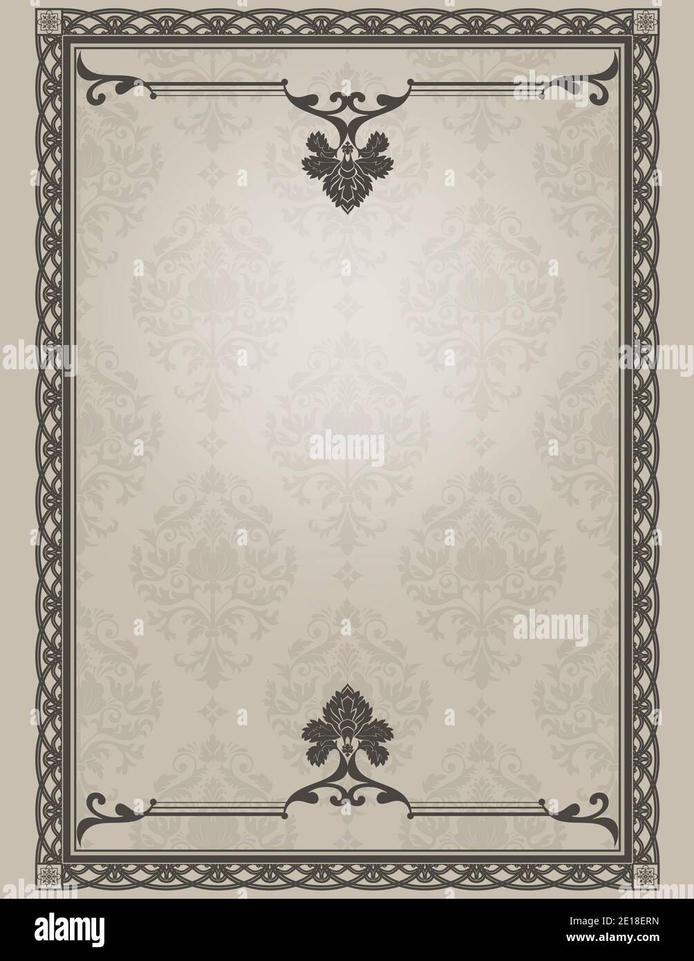 Retro style ornamental background with decorative border and patterns ...