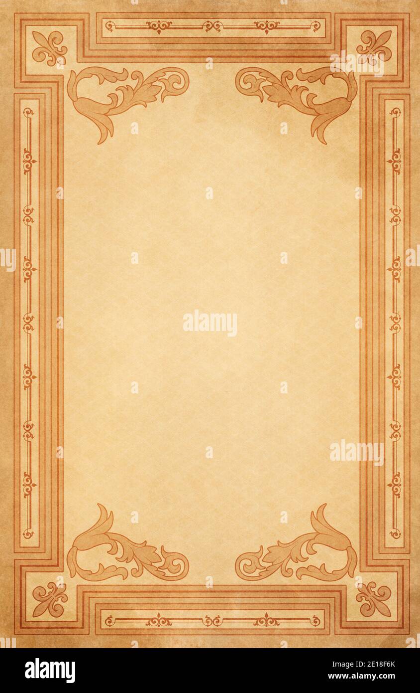 Old paper sheet with elegant vintage border and copy space for text ...
