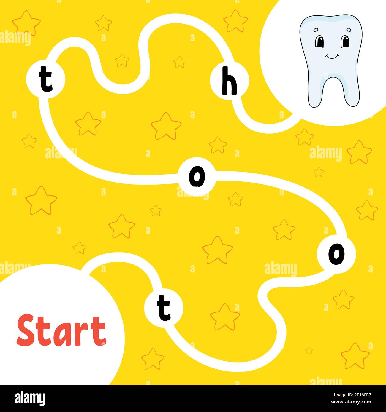Healthy tooth. Logic puzzle game. Learning words for kids. Find the ...
