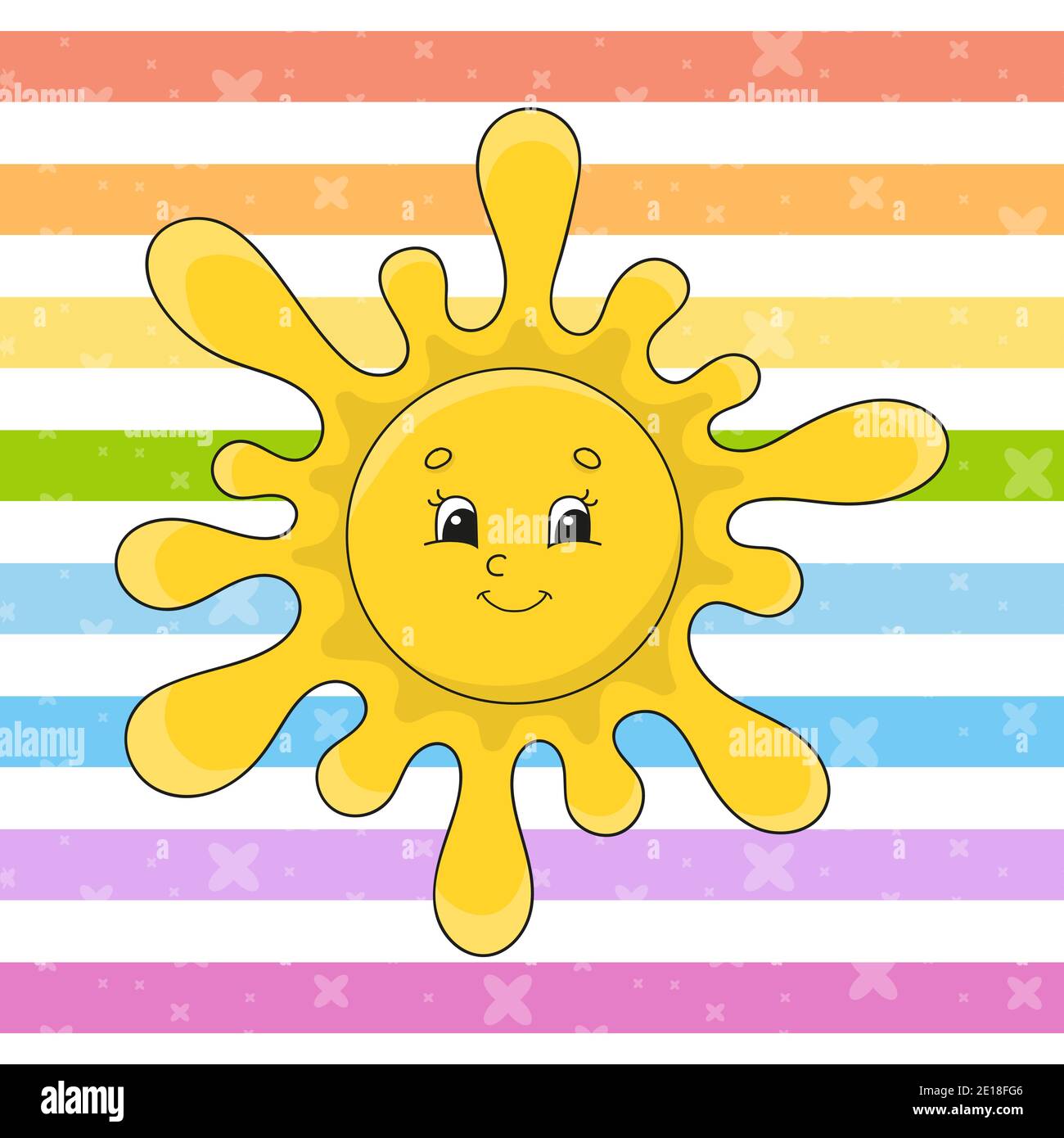 Cute sun. Colorful vector illustration. Cartoon style. Isolated on ...