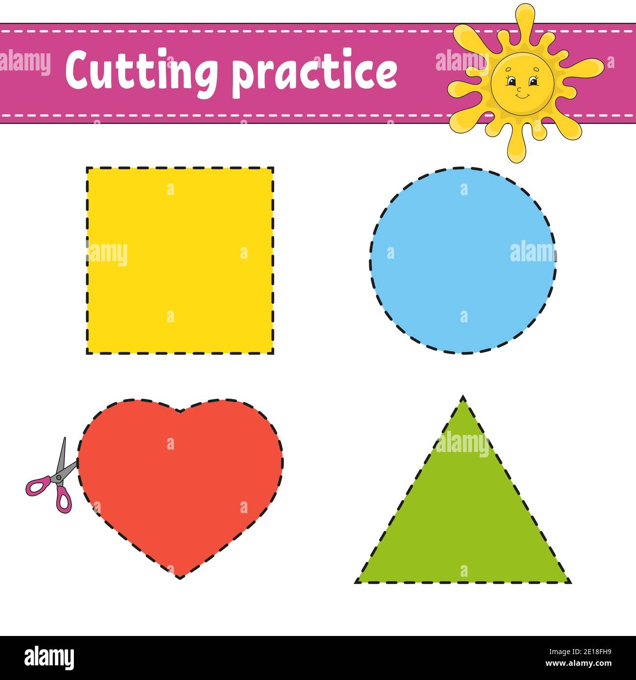 Cutting practice for kids. Education developing worksheet. Activity ...