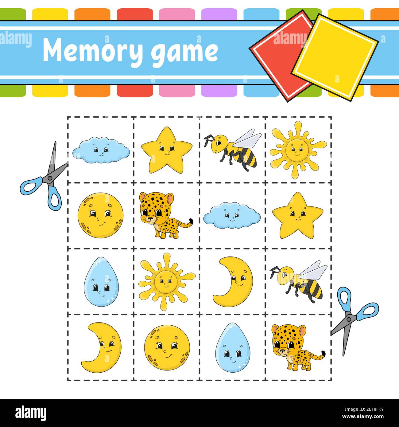 Memory game for kids. Education developing worksheet. Activity page ...