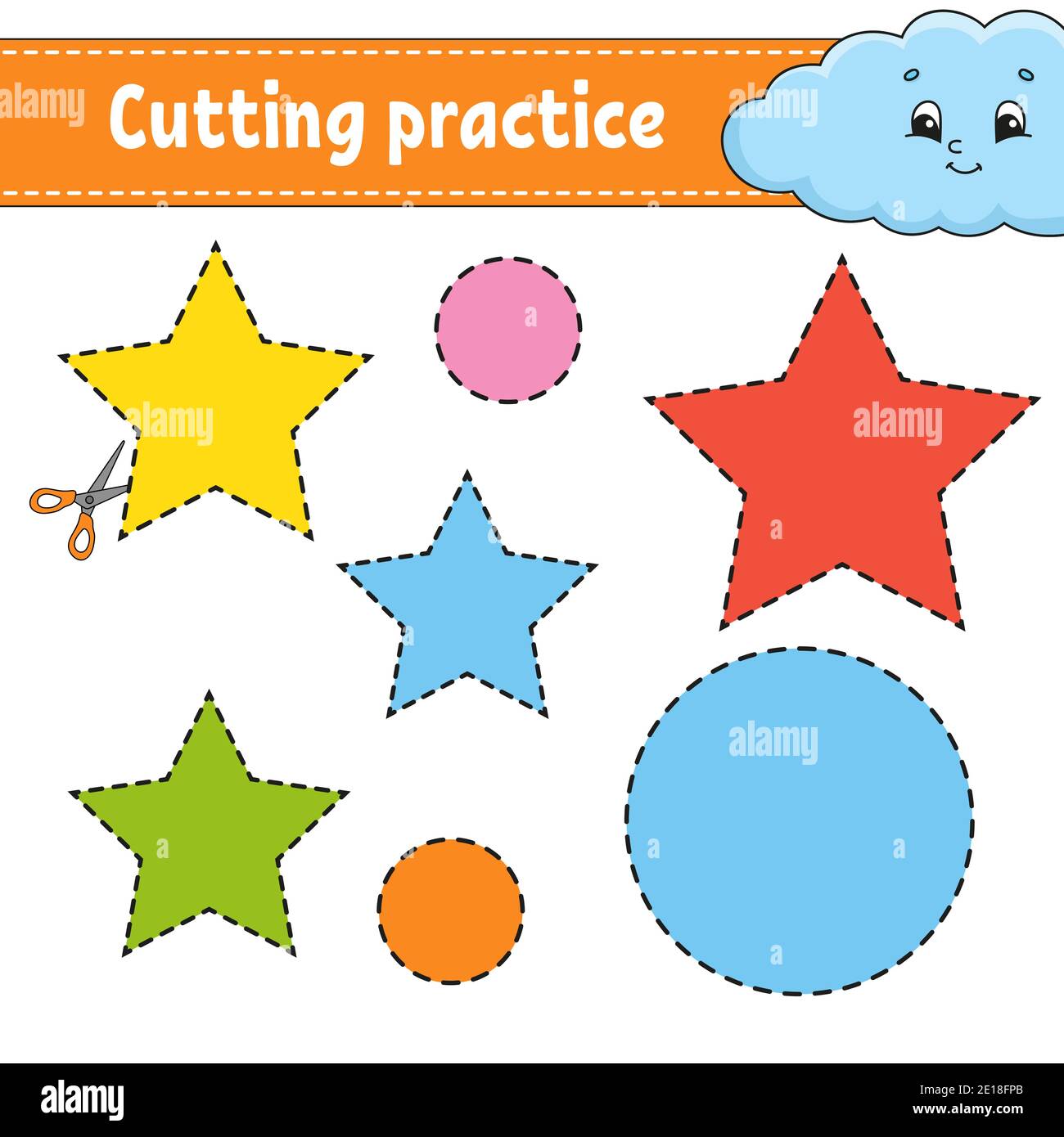 Cutting practice for kids. Education developing worksheet. Activity ...