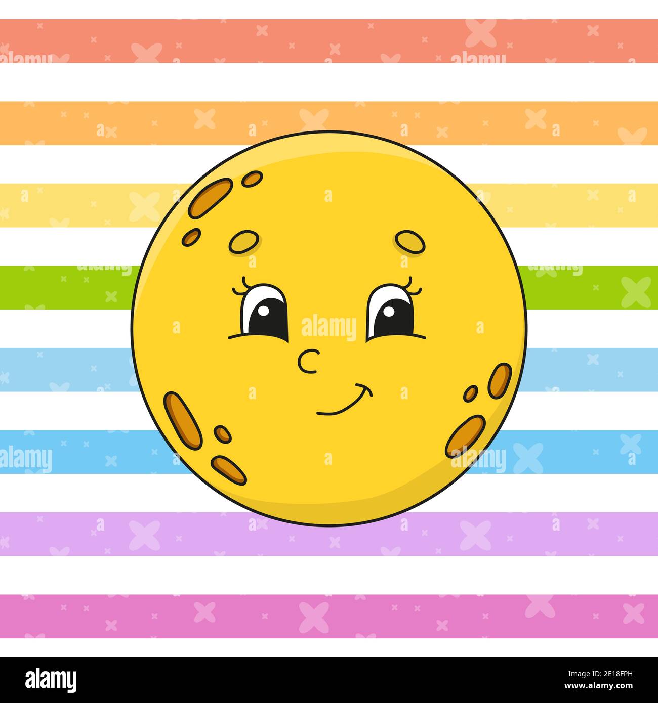 Cute moon. Colorful vector illustration. Cartoon style. Isolated on ...