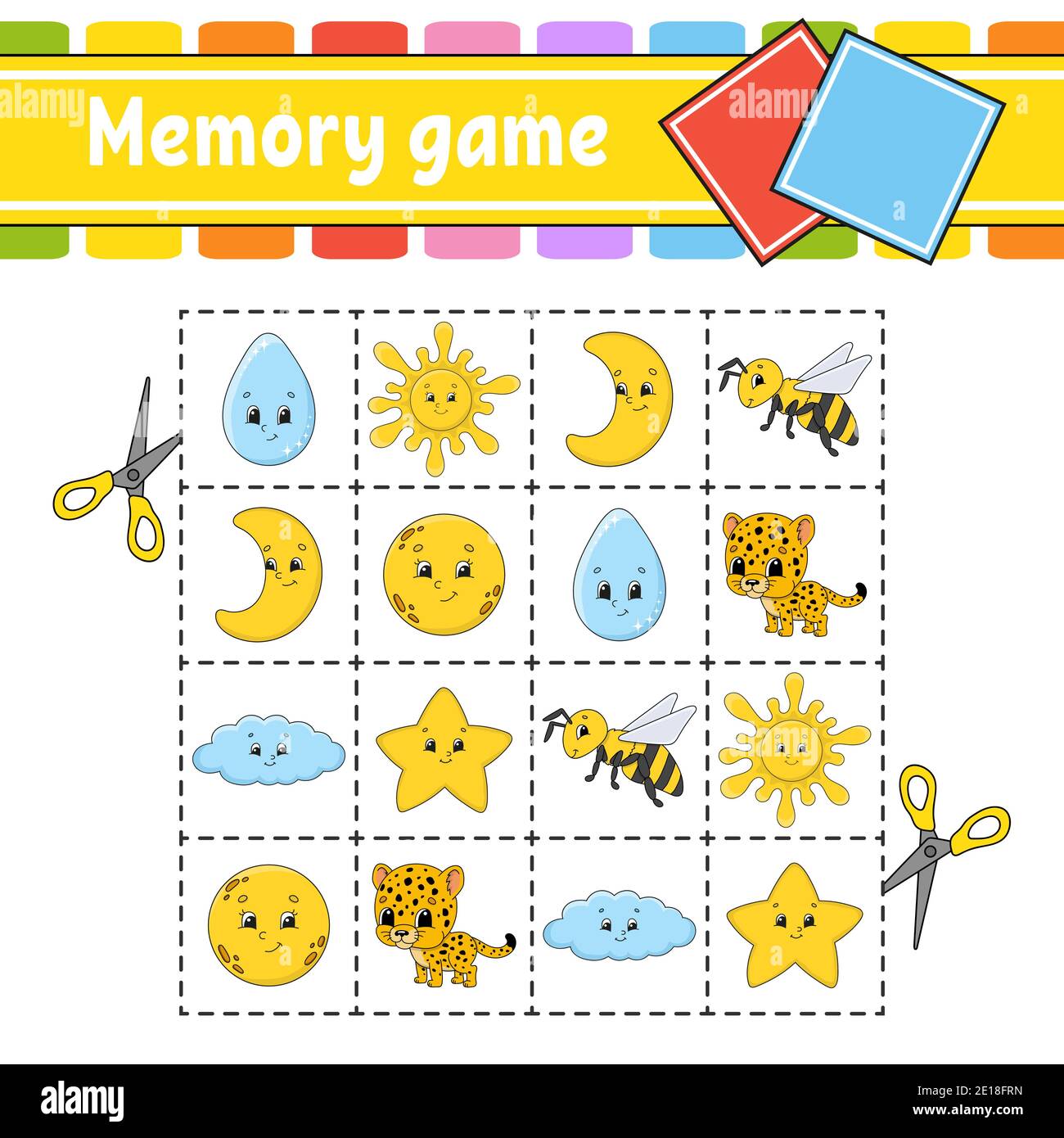 Memory game for kids. Education developing worksheet. Activity page ...