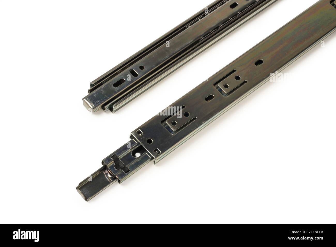 Furniture slide rails or metal drawers track isolated on white Stock ...