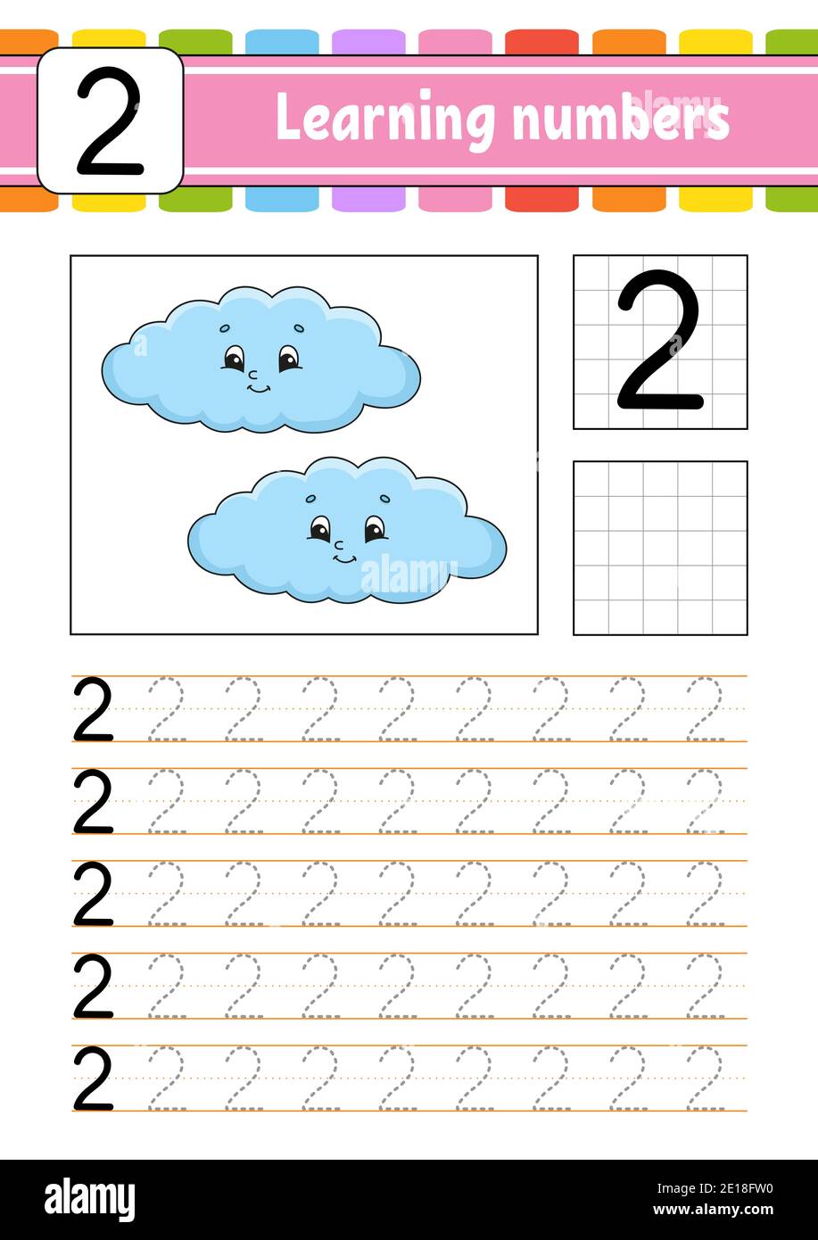 Trace and write. Handwriting practice. Learning numbers for kids ...
