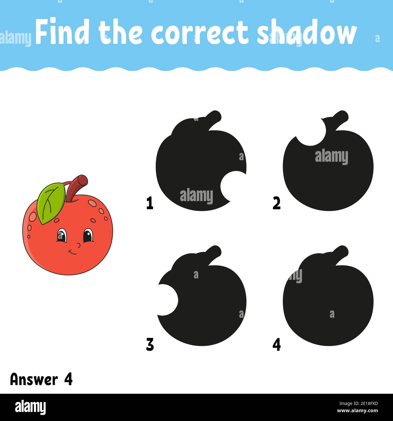 Find the correct shadow apple. Education developing worksheet. Matching ...