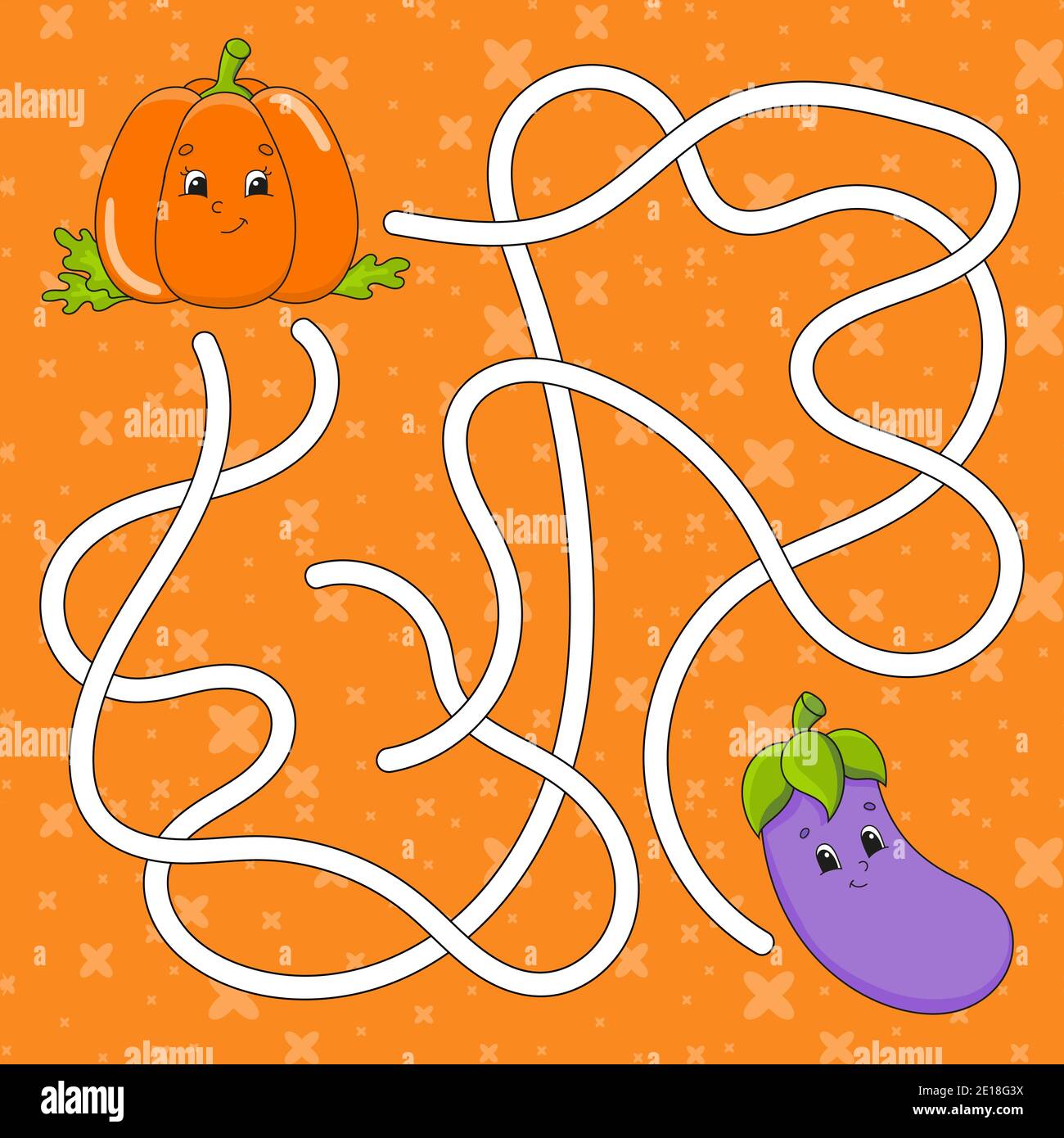 Vegetable eggplant, pumpkin. Maze. Game for kids. Labyrinth conundrum ...