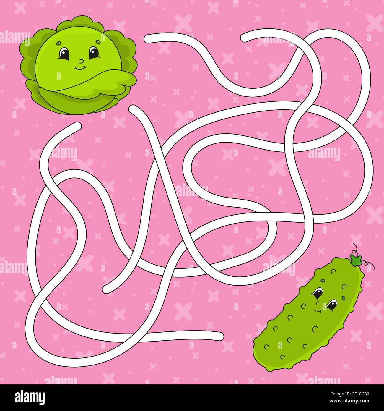 Vegetable cucumber, cabbage. Maze. Game for kids. Labyrinth conundrum ...