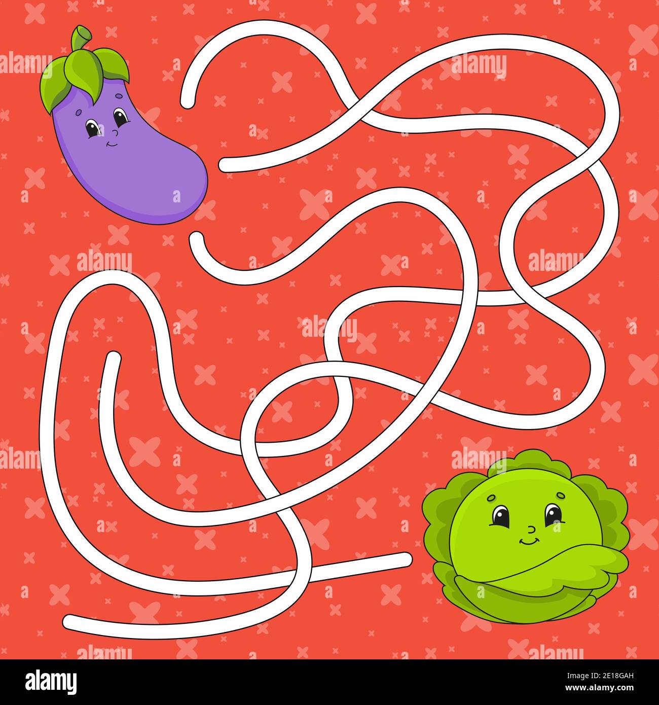 Vegetable eggplant, cabbage. Maze. Game for kids. Labyrinth conundrum ...