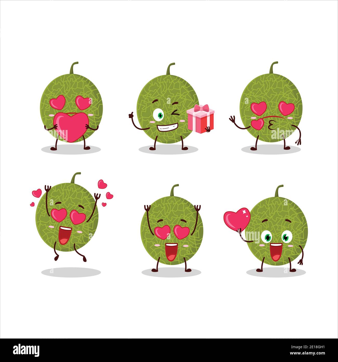 Melon cartoon character with love cute emoticon. Vector illustration ...