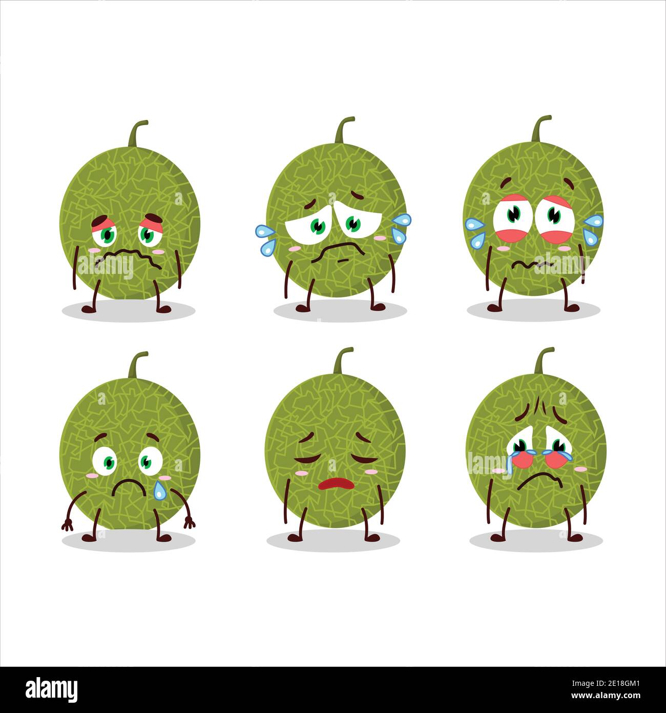 Melon cartoon character with sad expression. Vector illustration Stock ...