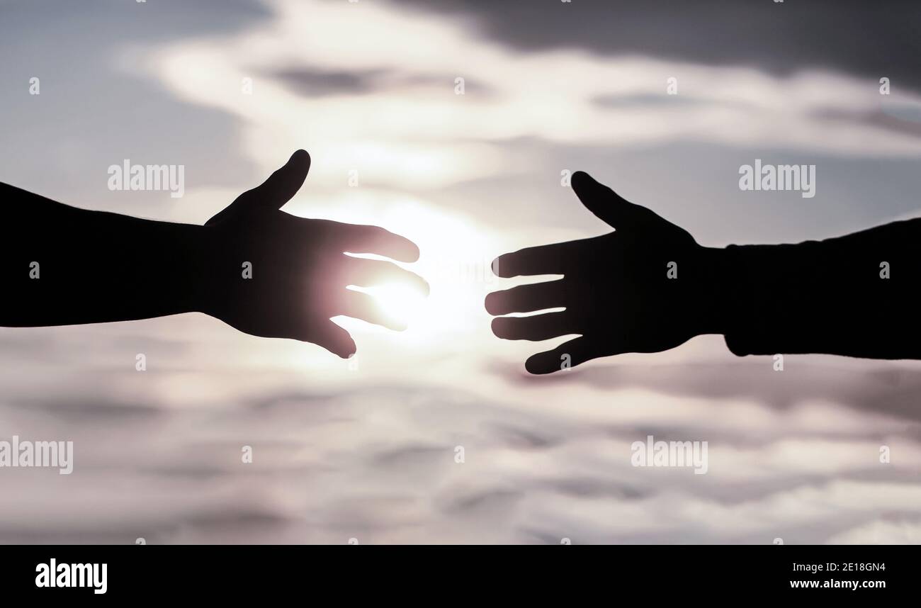 Help concept. The outstretched hands, salvation, help silhouette, concept of help. Giving a ...
