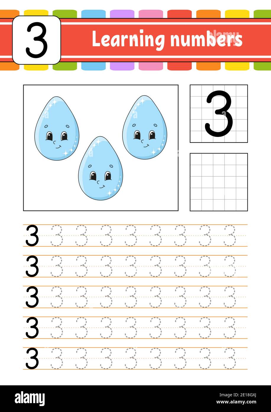 Trace and write. Handwriting practice. Learning numbers for kids ...