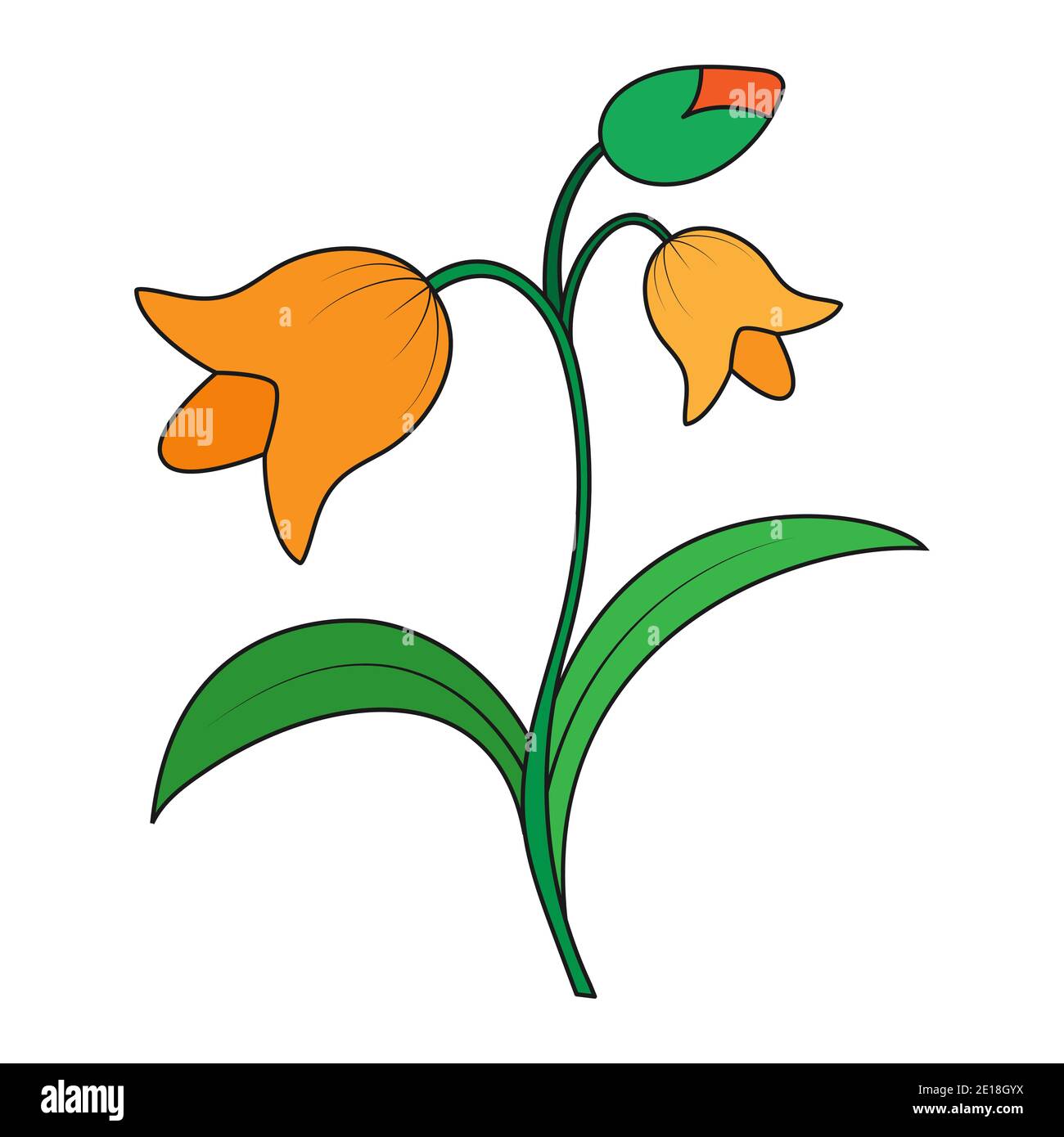 Empty colored outline of a flower with petals. Doodle style outline ...