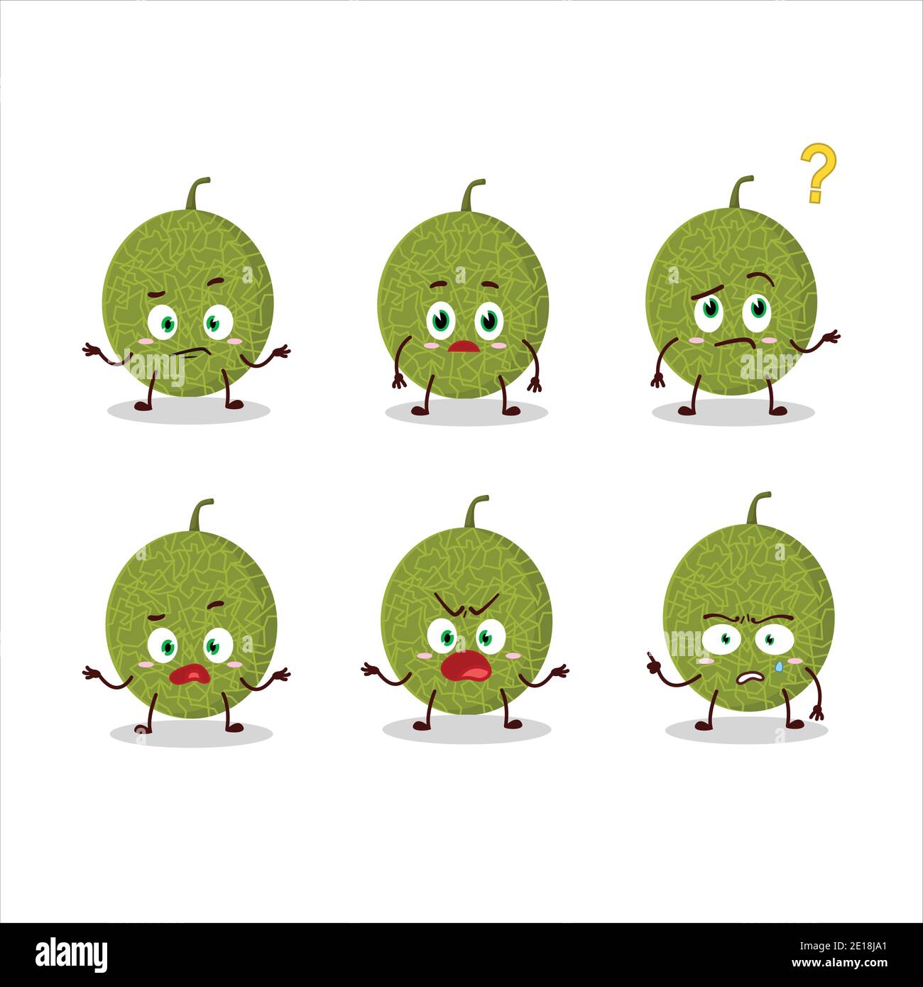 Cartoon character of melon with what expression. Vector illustration ...