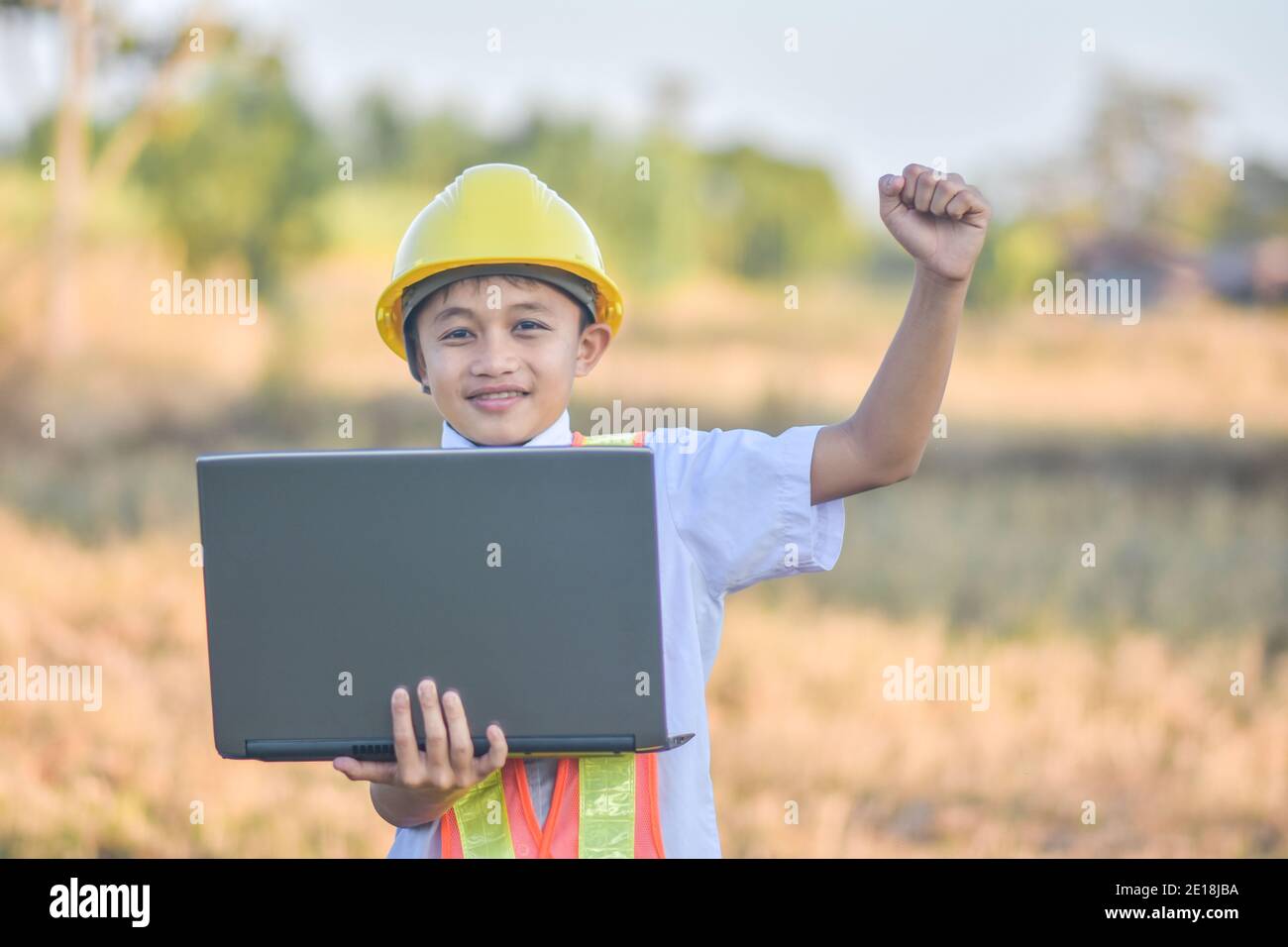 Boy dream future Engineering computer success Stock Photo - Alamy