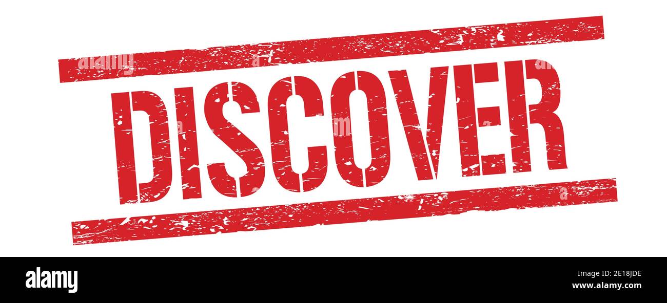 DISCOVER text on red grungy rectangle stamp sign Stock Photo - Alamy