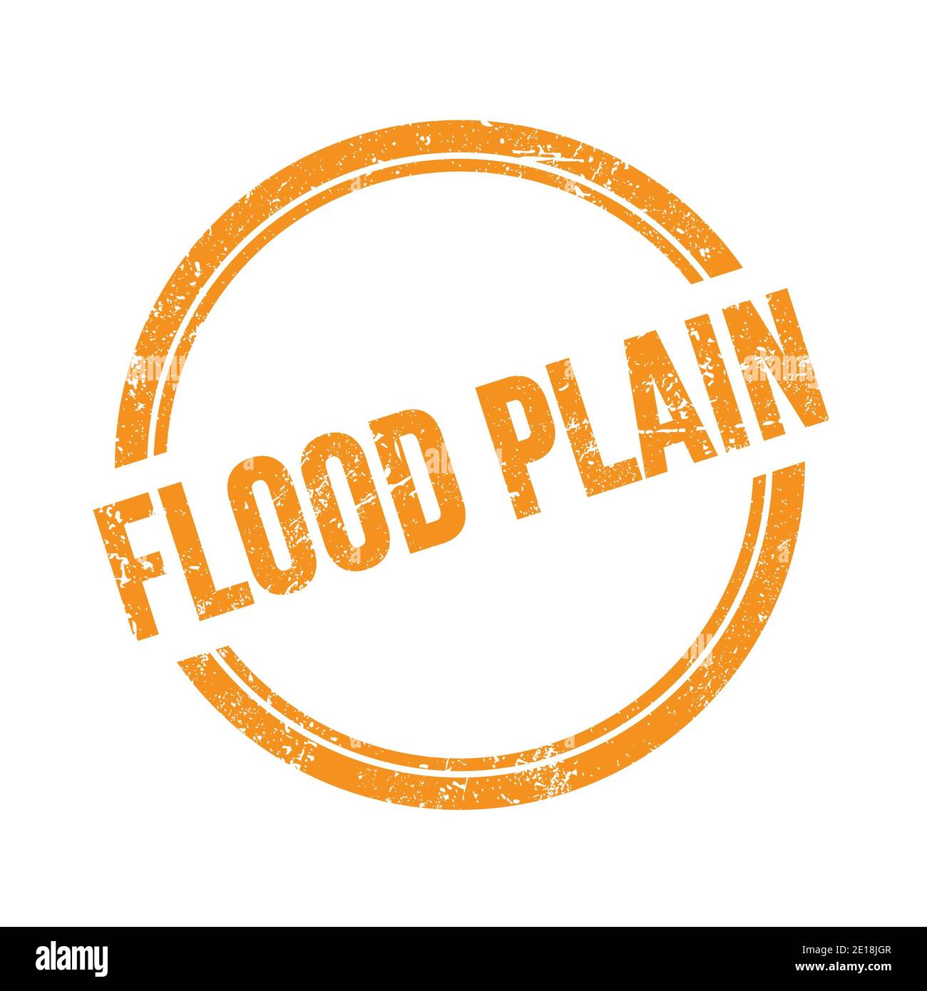 FLOOD PLAIN text written on orange grungy vintage round stamp Stock ...