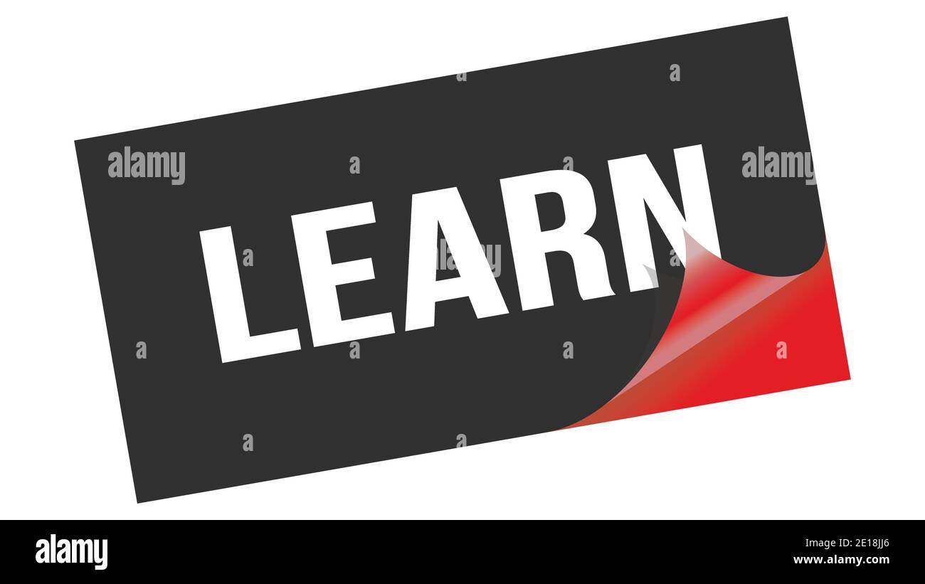 LEARN text written on black red sticker stamp Stock Photo - Alamy
