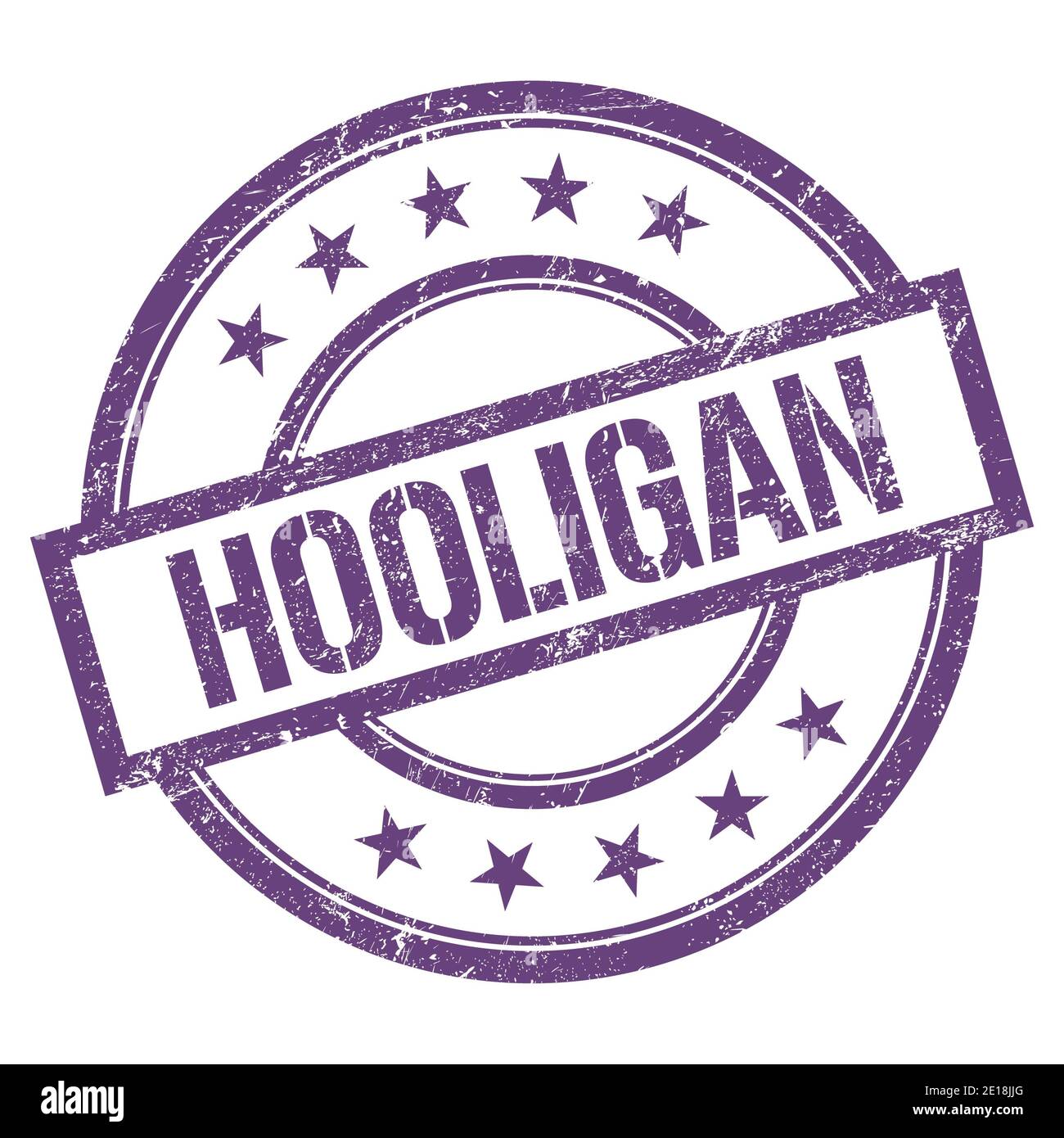 HOOLIGAN text written on purple violet round vintage rubber stamp Stock ...