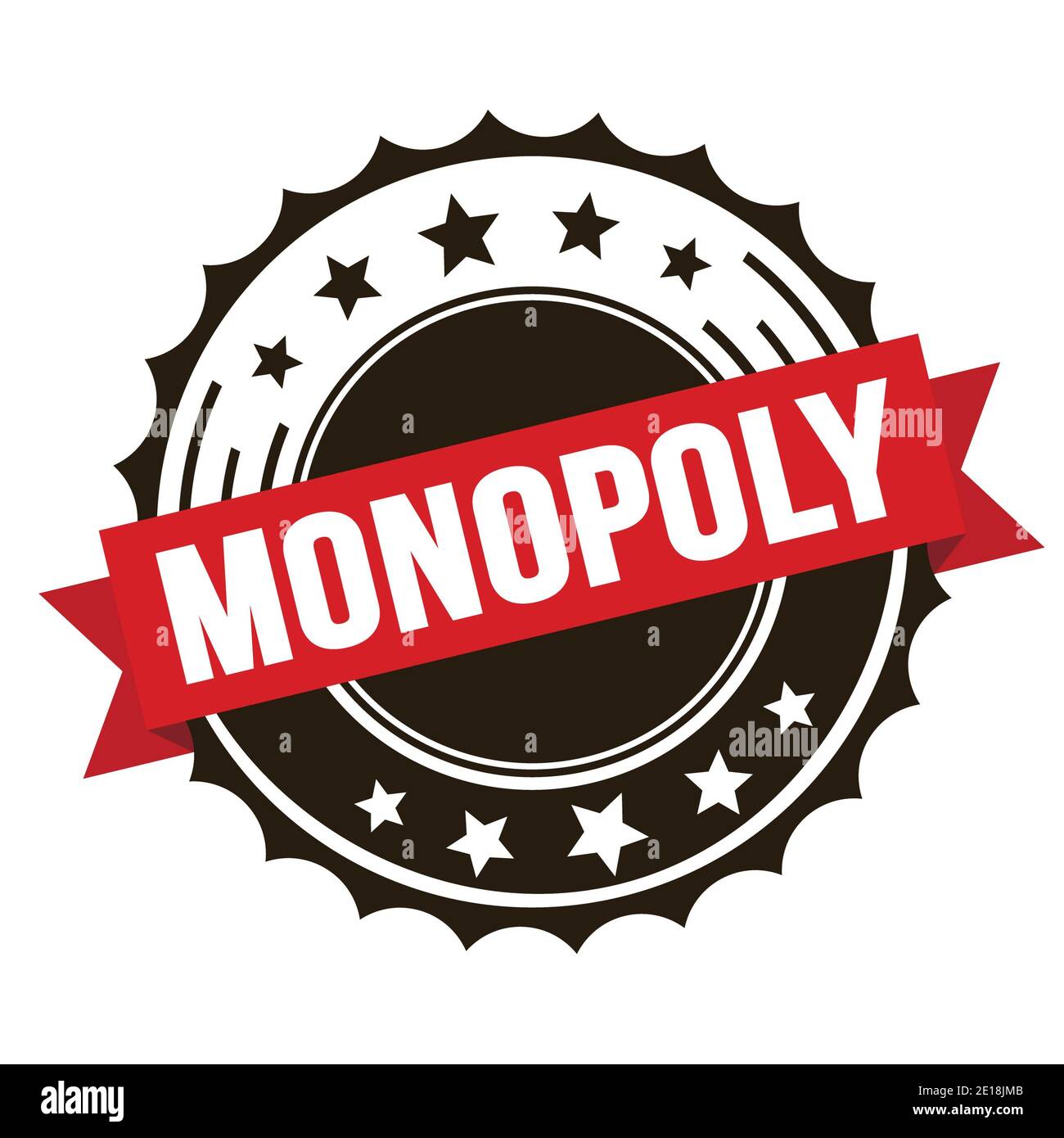 MONOPOLY text on red brown ribbon badge stamp Stock Photo - Alamy