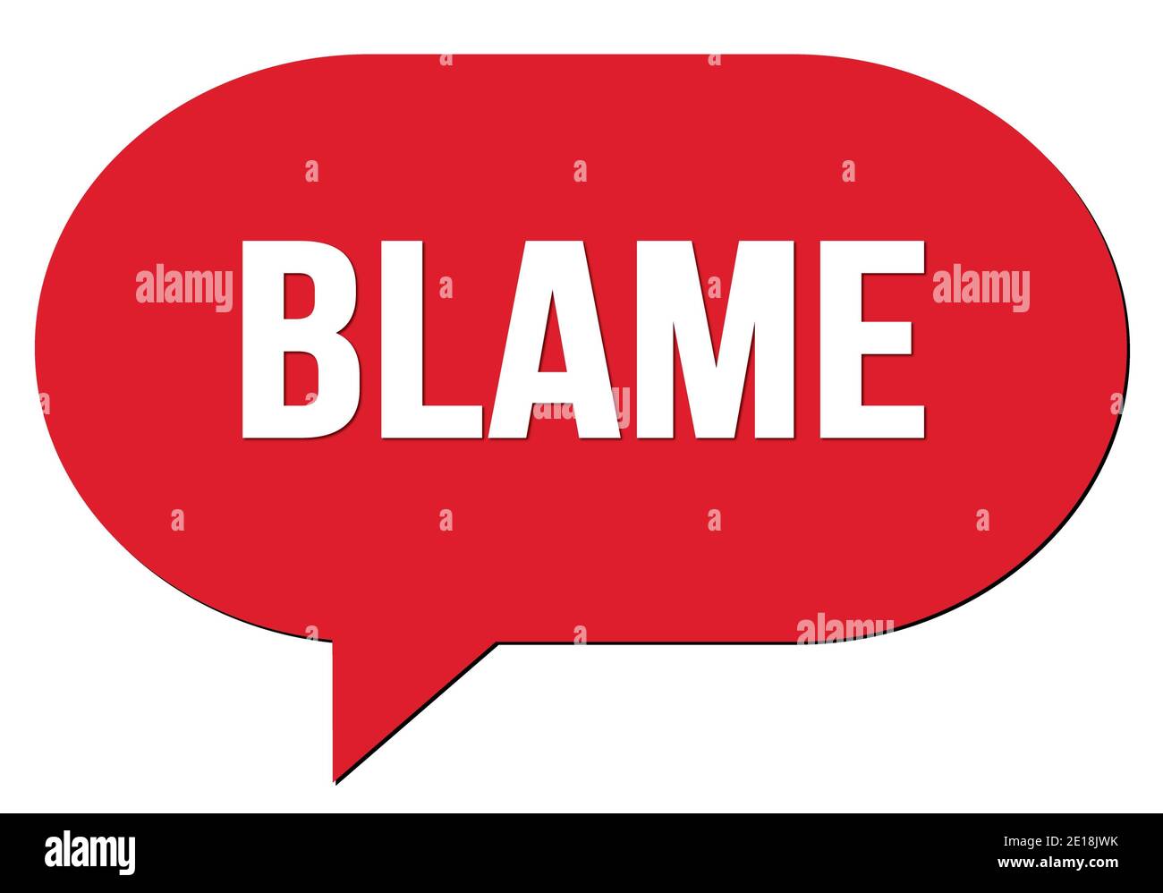 BLAME text written in a red speech bubble stamp Stock Photo - Alamy