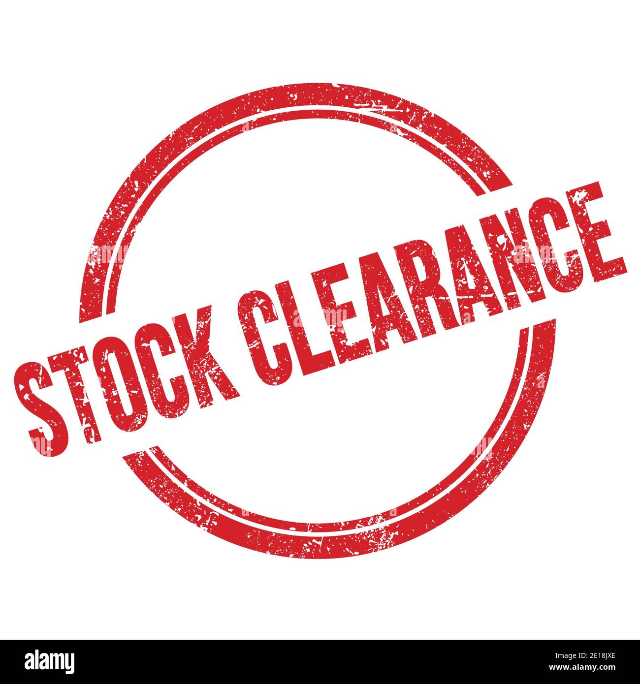 STOCK CLEARANCE text written on red grungy vintage round stamp Stock ...