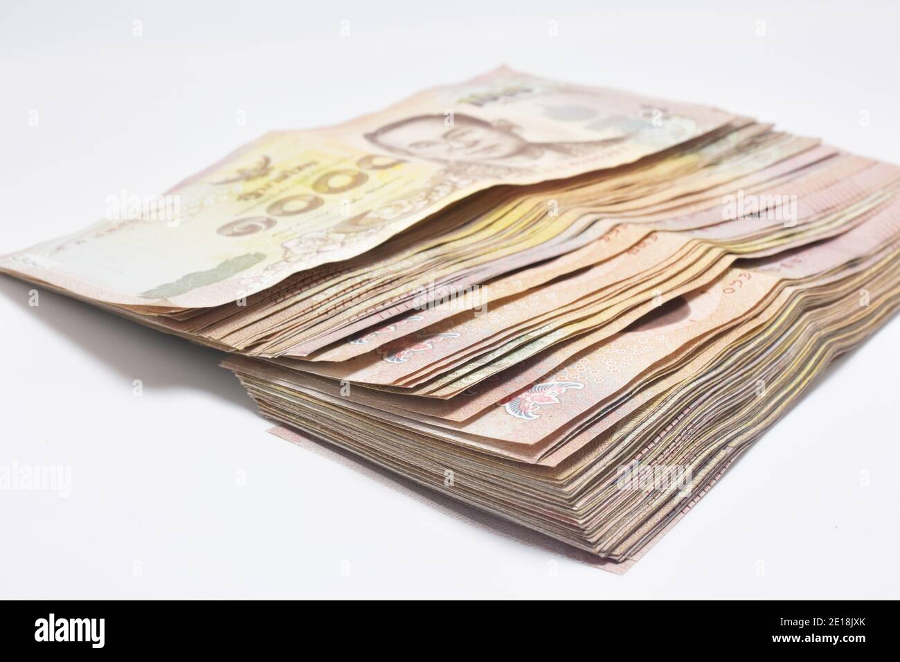 Thai bath banknote Thai money on white background Stock Photo - Alamy