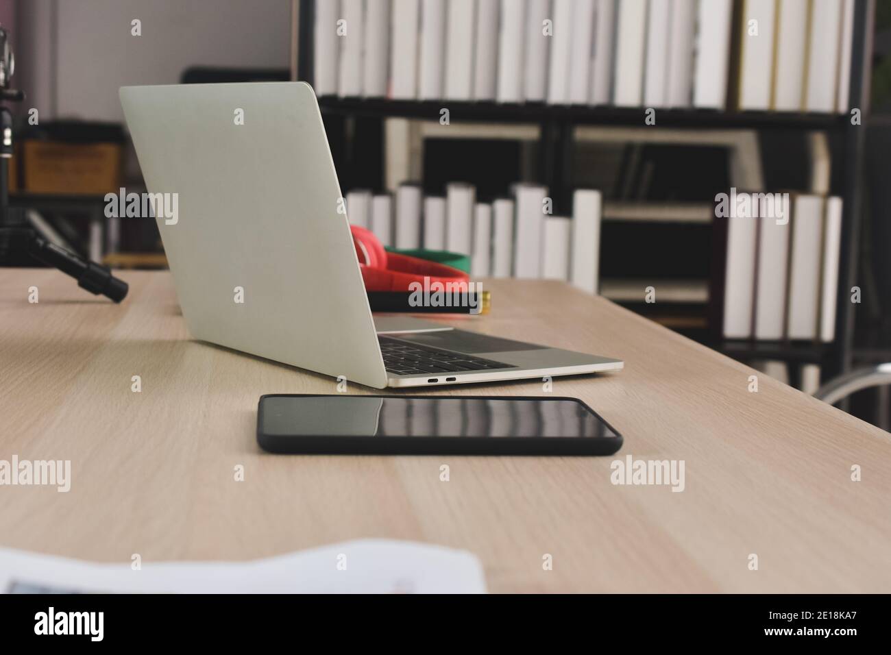 Laptop Computer Notebook on desk in office internet technology work ...