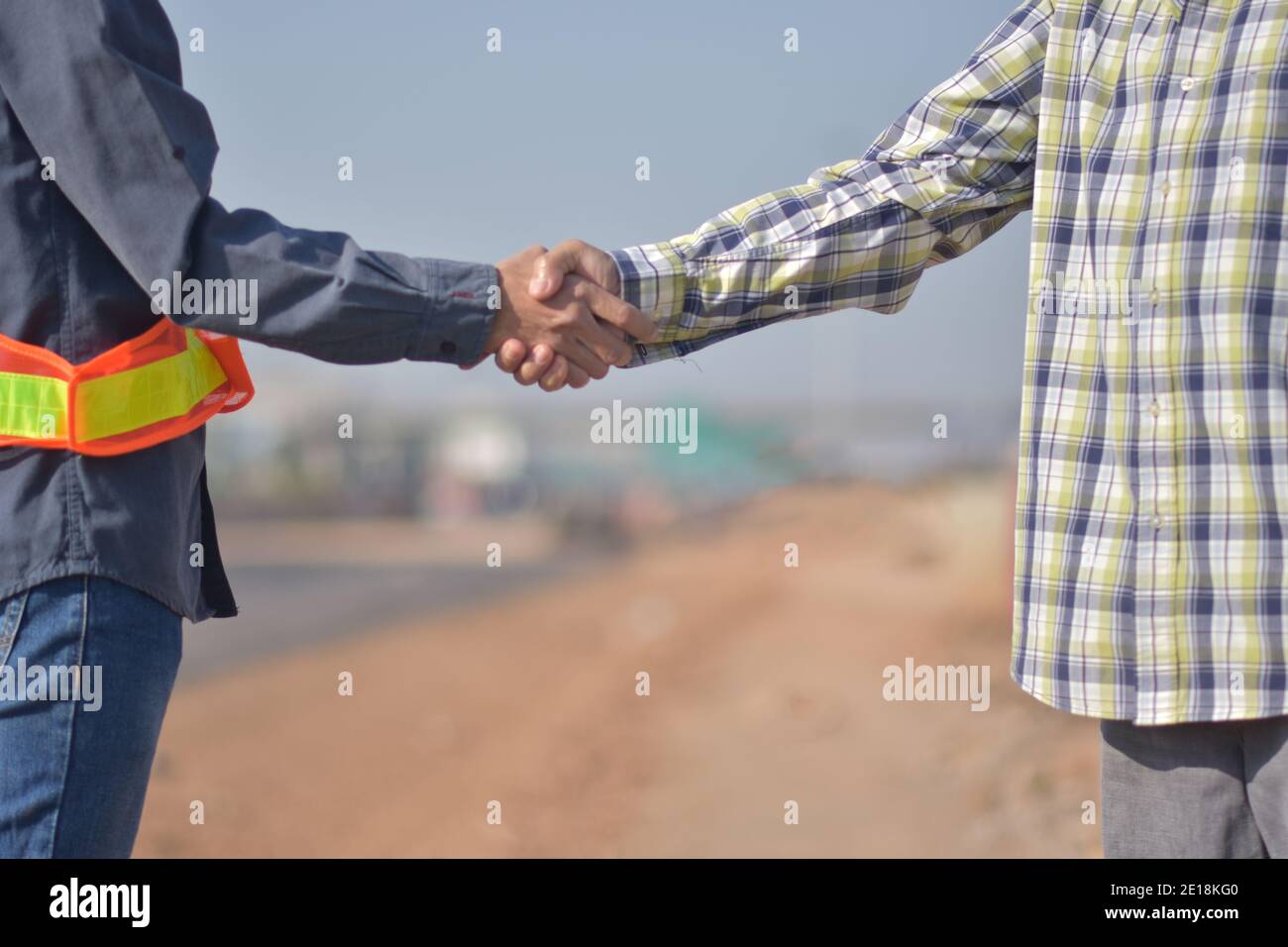 Construction engineering team shaking hands success project Stock Photo ...