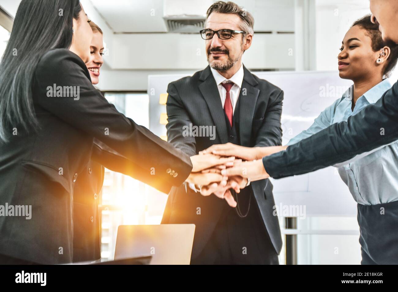 Manager shake hands with Business team success business market concept ...