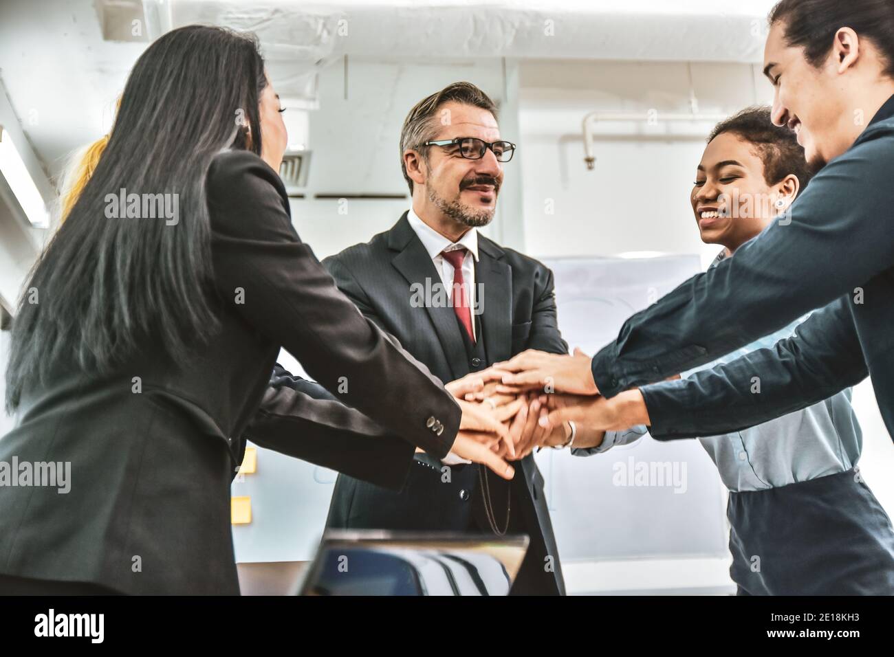Manager shake hands with Business team success business market concept ...