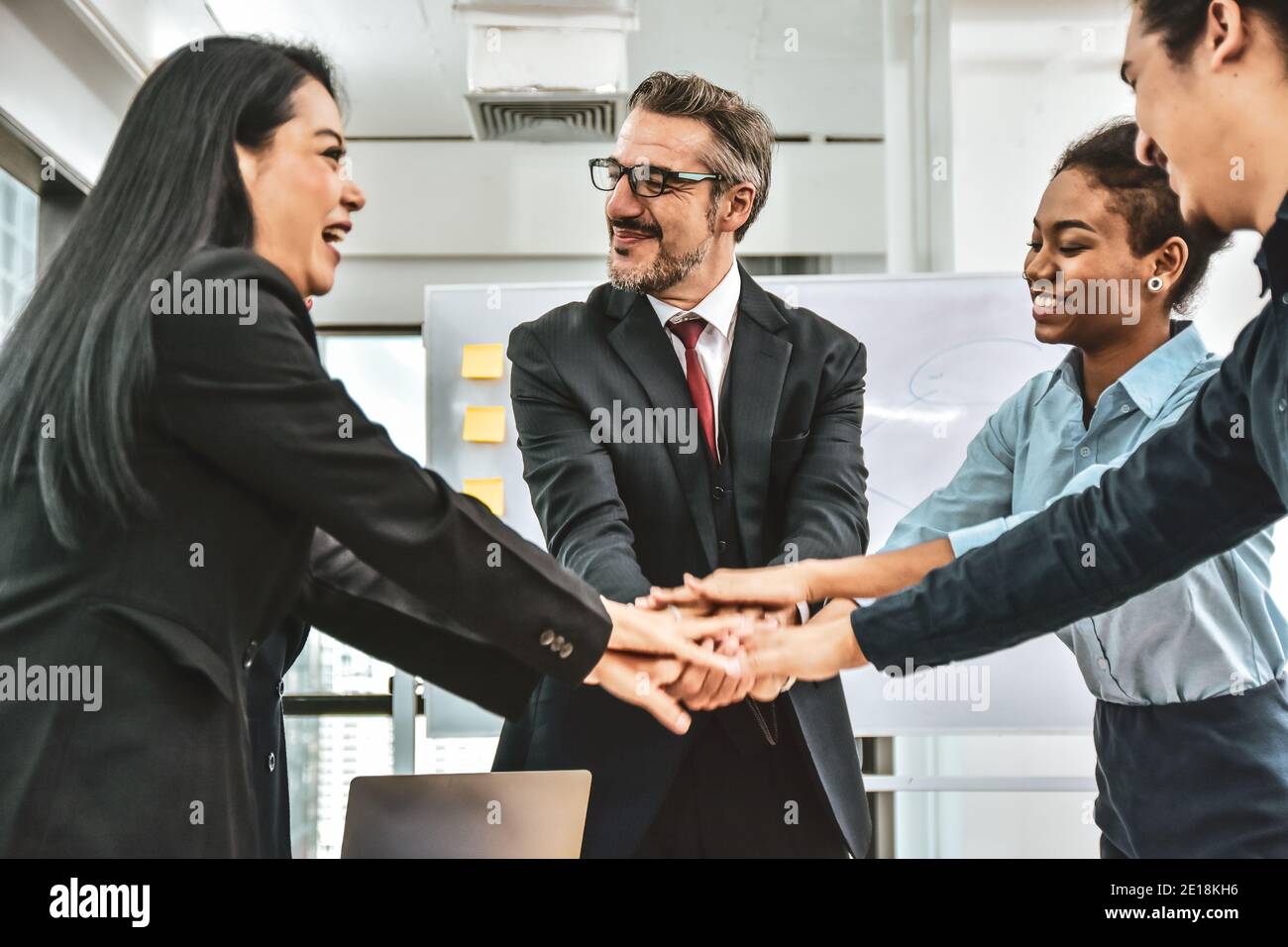 Manager shake hands with Business team success business market concept ...