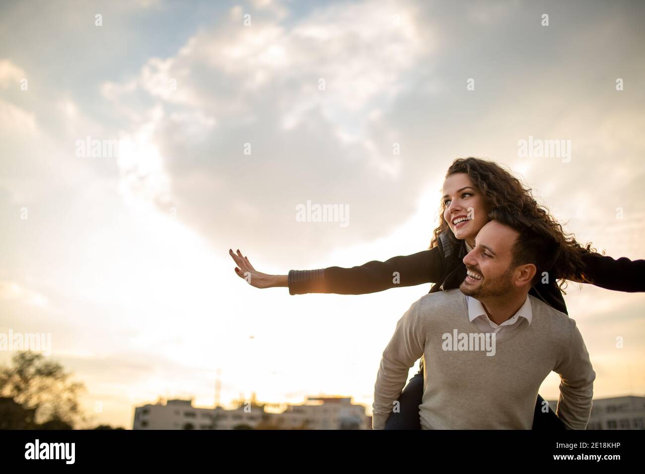 Happy young couple in love having fun and spending time together Stock ...