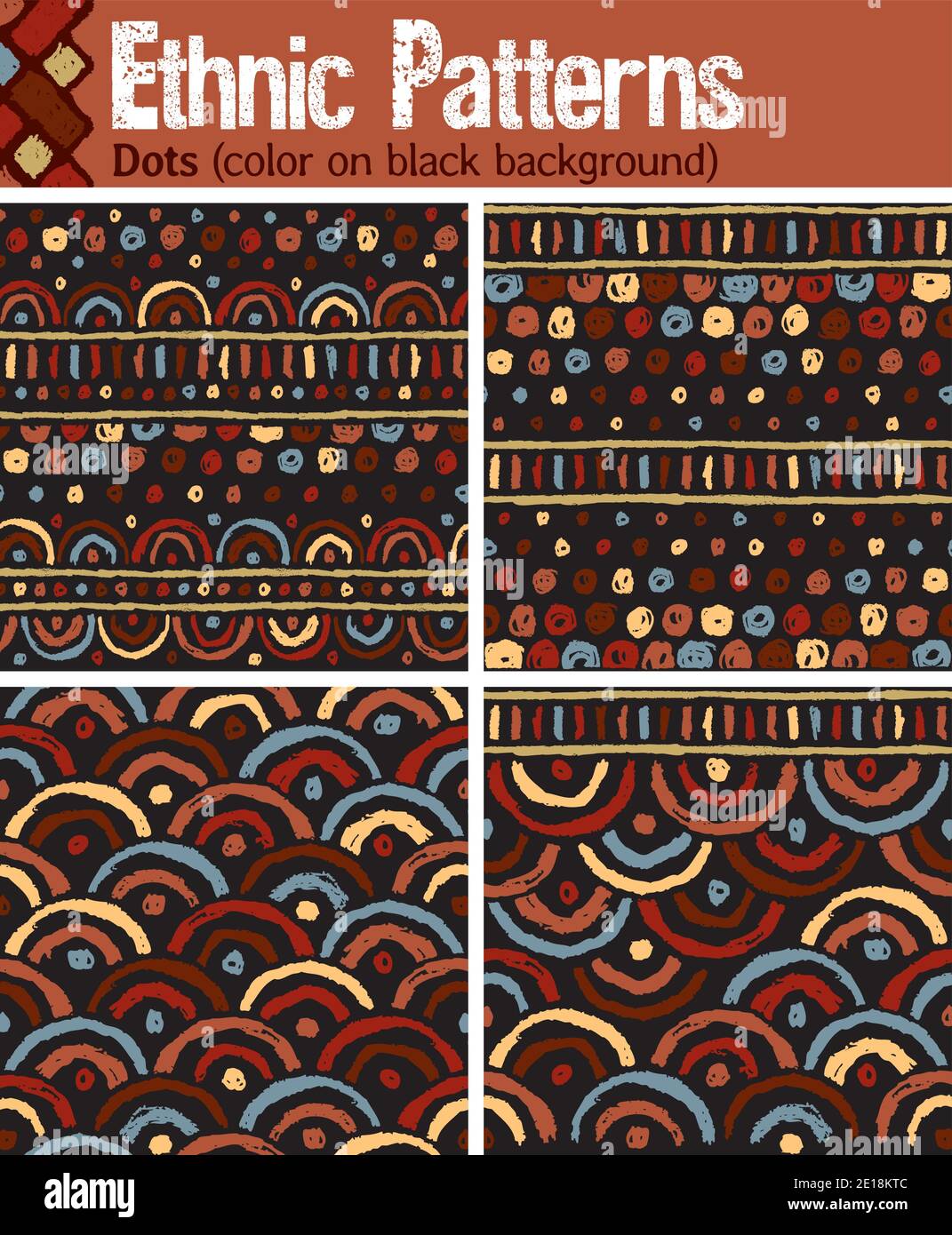 4 seamless patterns for Illustrator in tribal style, made from hand ...