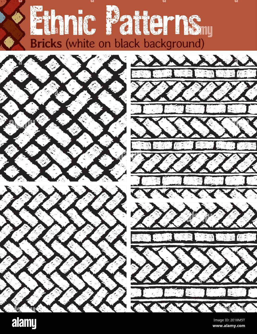 4 seamless patterns for Illustrator in tribal style, made from hand ...