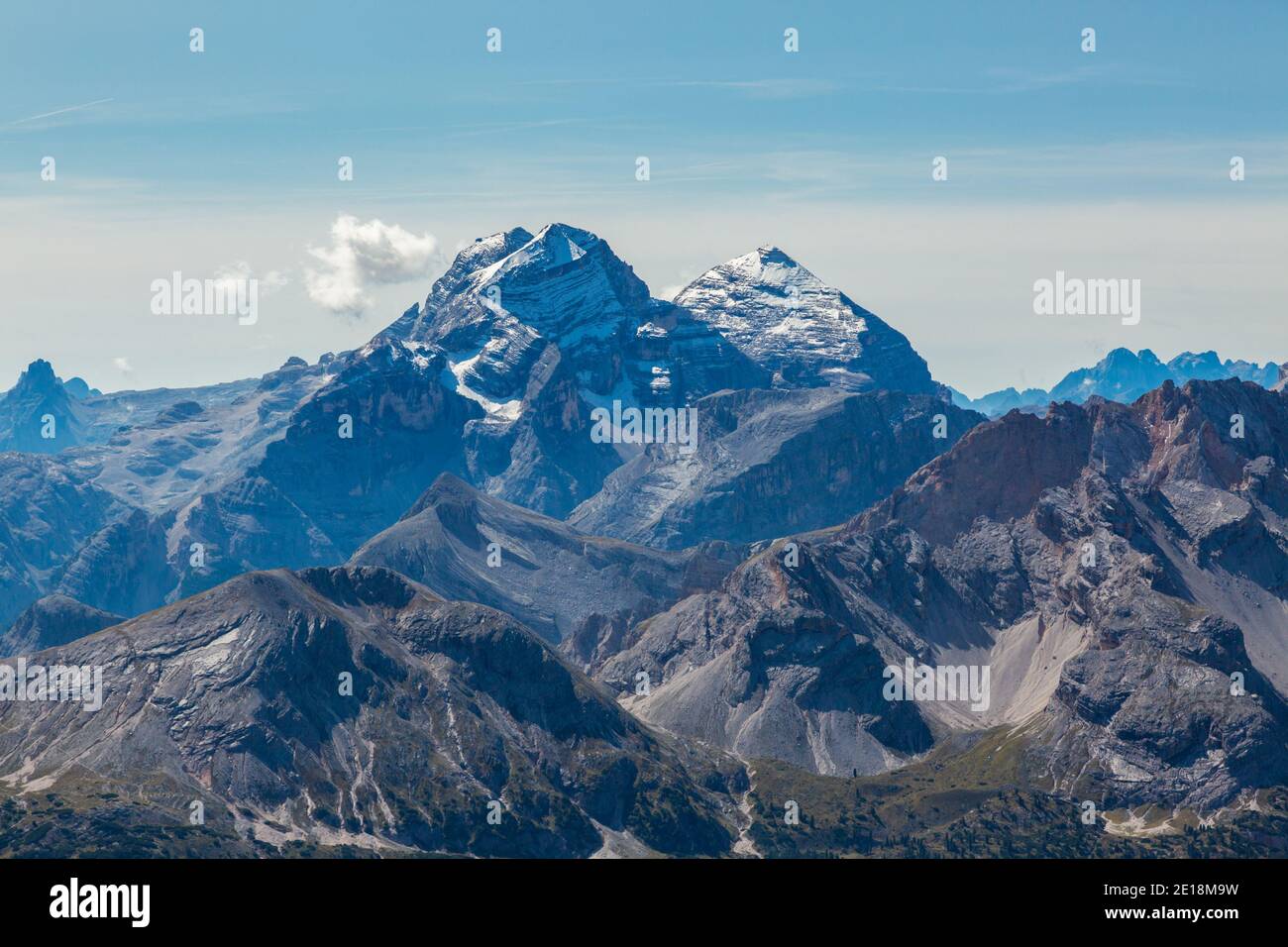 Monte Pelmo mountain in italian dolomites with blue sky and cloud Stock ...