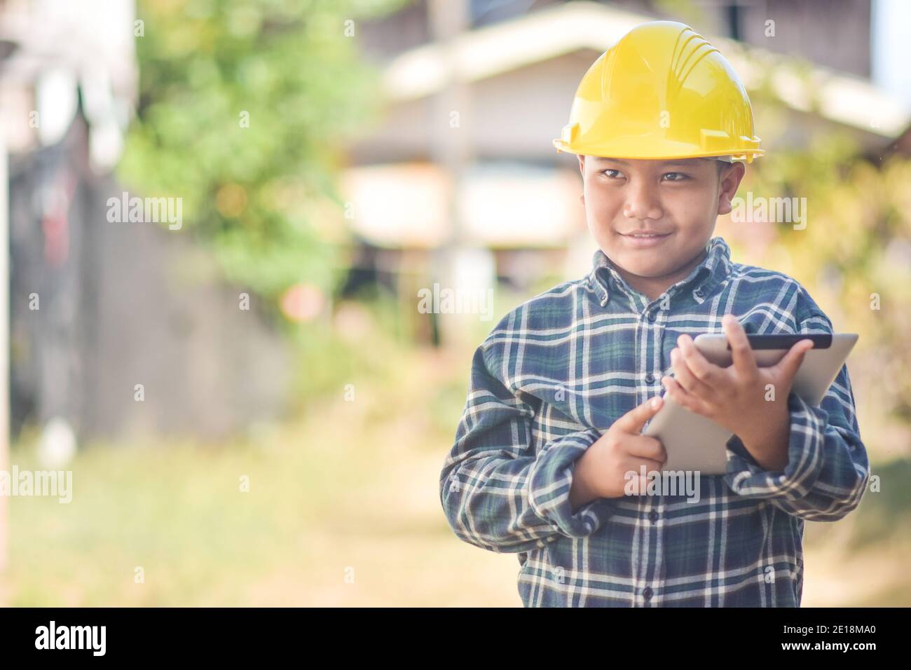 Boy Engineer construction fill happy smile fun in action Engineering ...
