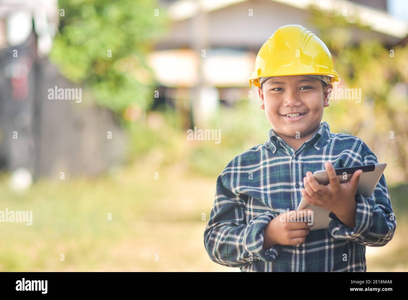 Boy Engineer construction fill happy smile fun in action Engineering ...