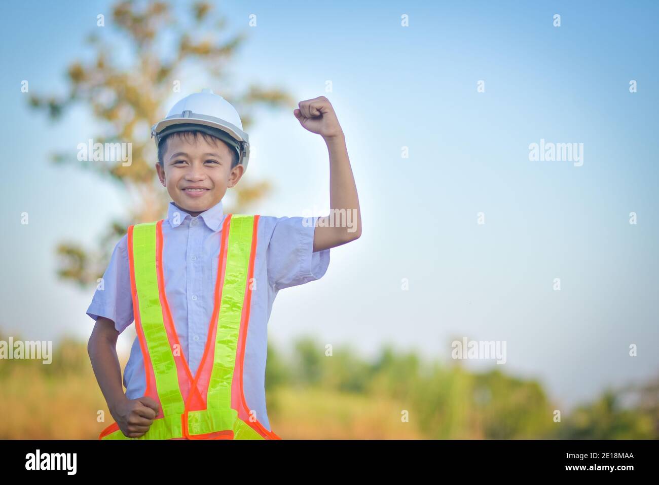 Boy Engineer construction fill happy smile fun in action Engineering ...