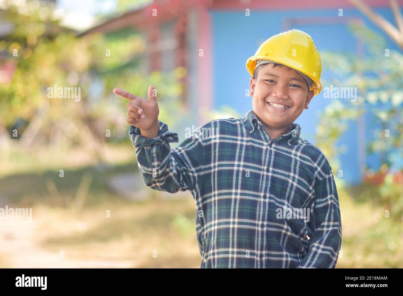 Boy Engineer construction fill happy smile fun in action Engineering ...
