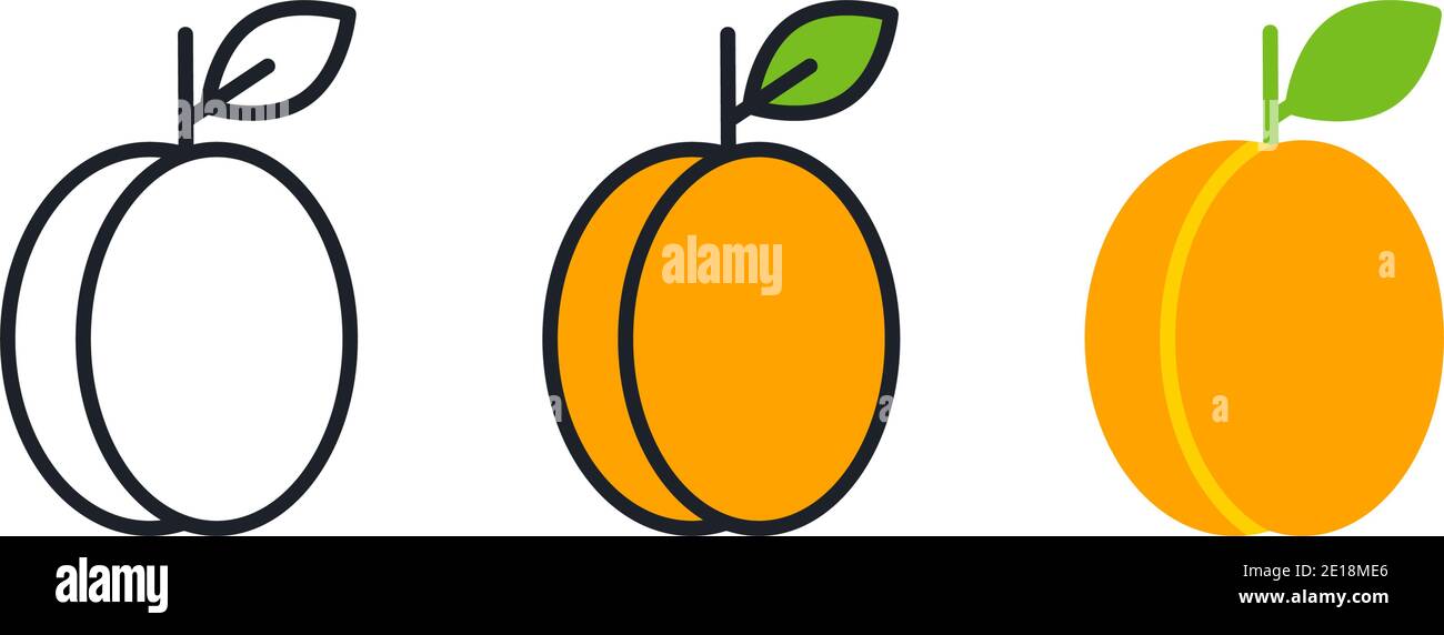 Apricot icon. Linear color icon, contour, shape, outline. Thin line ...