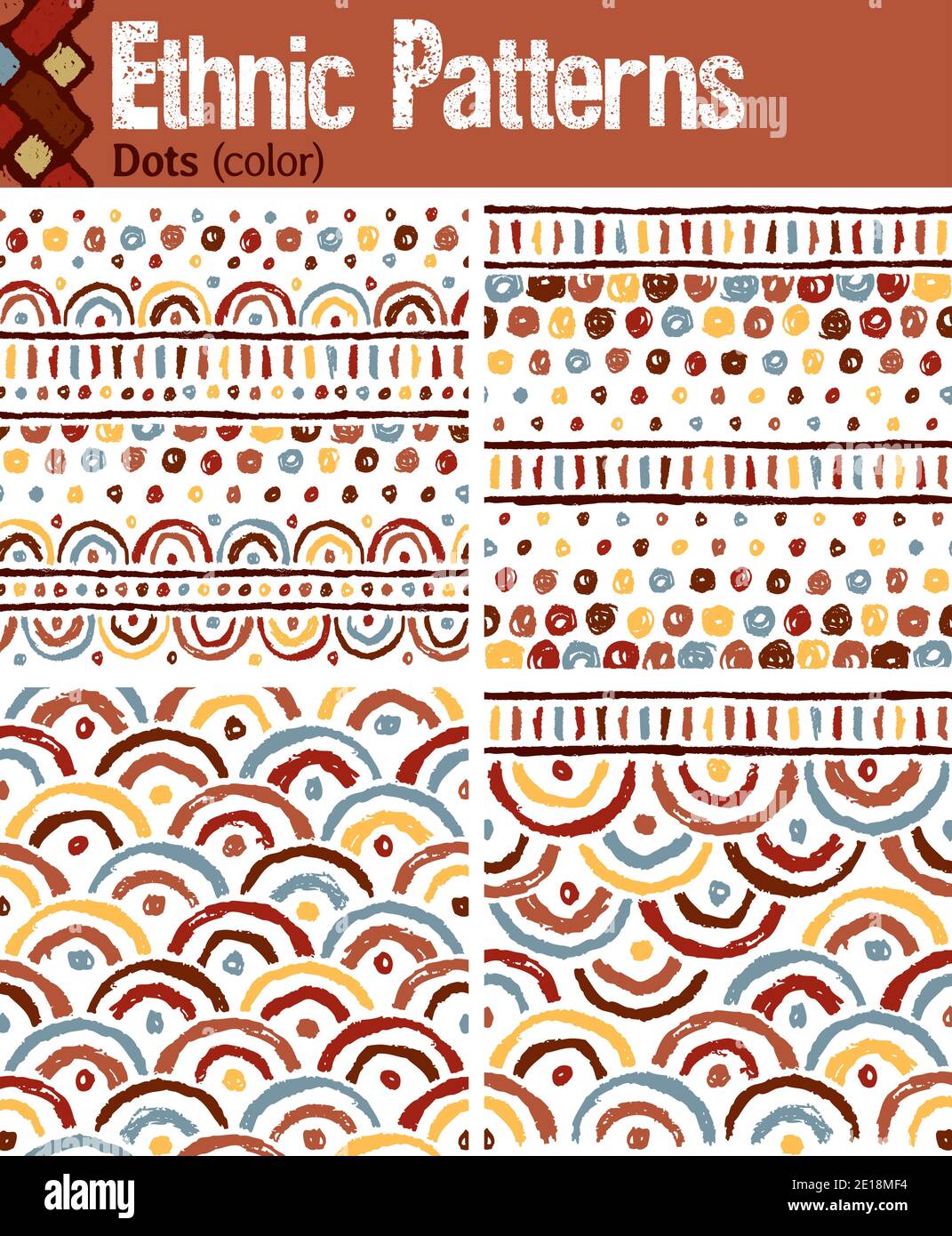 4 seamless patterns for Illustrator in tribal style, made from hand ...