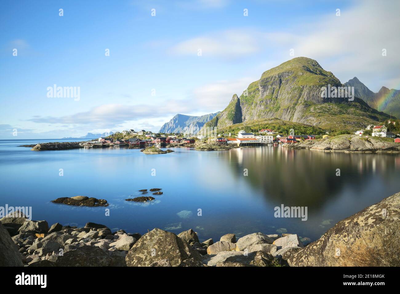 Panorama of A - village, Moskenes, on the Lofoten in northern Norway ...
