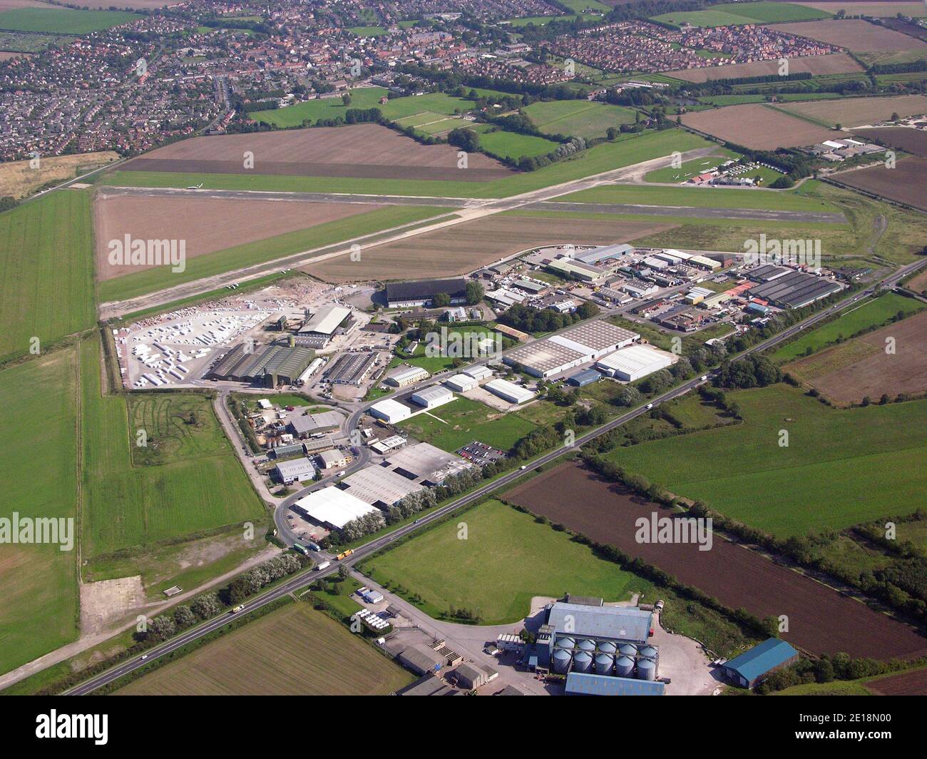 aerial view of Pocklington Industrial Estate and Gliding Club airfield ...